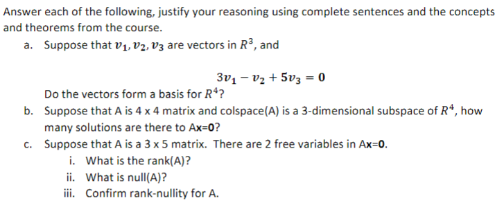Solved Answer each of the following, justify your reasoning | Chegg.com