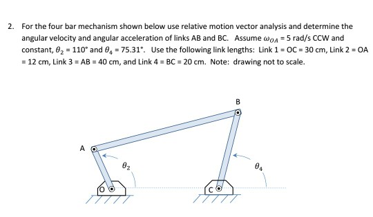 Solved For the four bar mechanism shown below use relative | Chegg.com