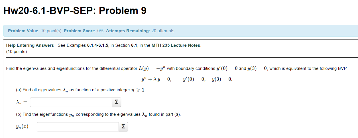 Solved Hw20-6.1-BVP-SEP: Problem 9 Problem Value: 10 | Chegg.com