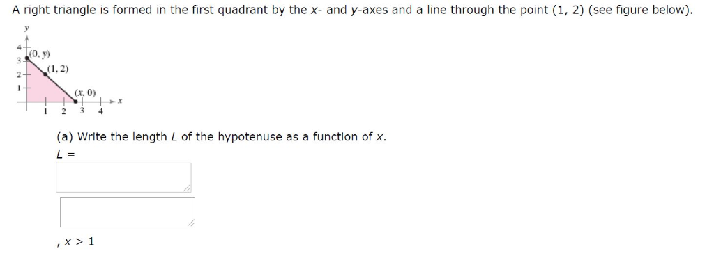 Solved A right triangle is formed in the first quadrant by | Chegg.com