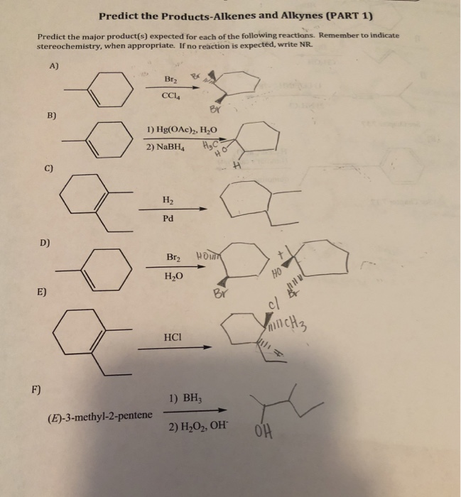 Solved Predict the Products-Alkenes and Alkynes (PART 1) | Chegg.com