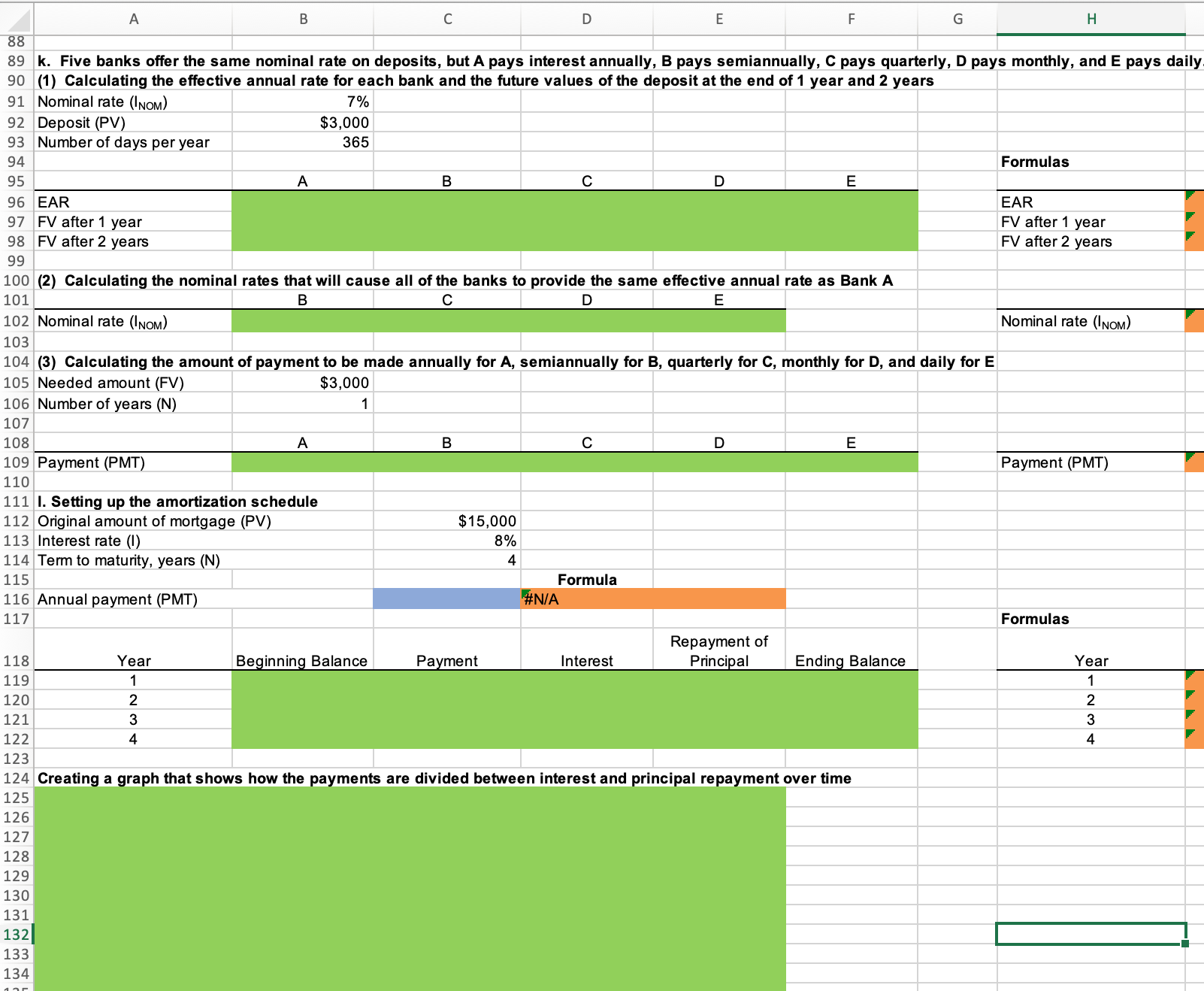 Solved Time value of money excel. Please help with the green | Chegg.com