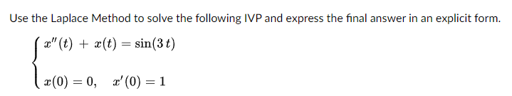 Solved Use the Laplace Method to solve the following IVP and | Chegg.com