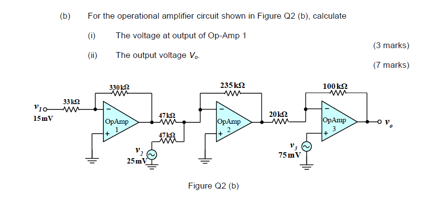 Solved (b) For the operational amplifier circuit shown in | Chegg.com