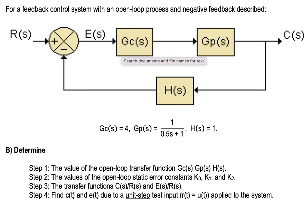 For a feedback control system with an open-loop | Chegg.com