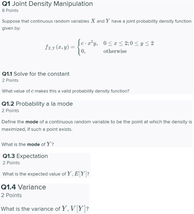 Solved Statistics Help on Joint Density Manipulation - I | Chegg.com
