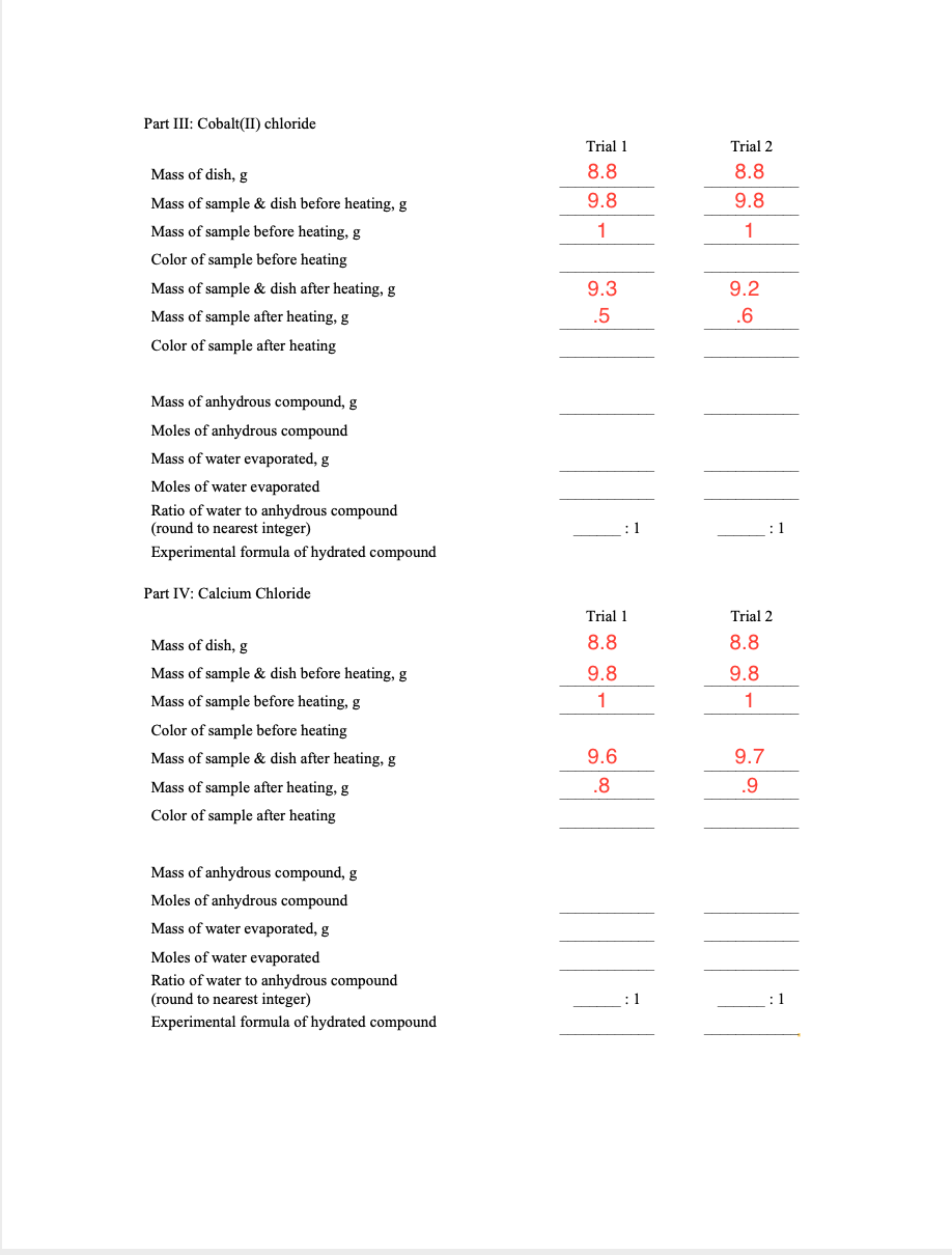 Last Updated: Aug. 2020 Chemistry 151 Lab 5: Hydrated | Chegg.com