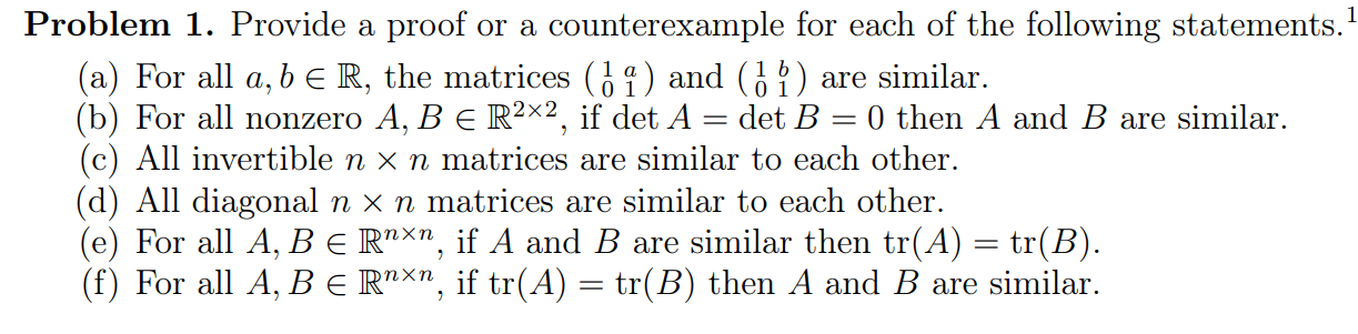 Solved Problem 1. Provide a proof or a counterexample for | Chegg.com