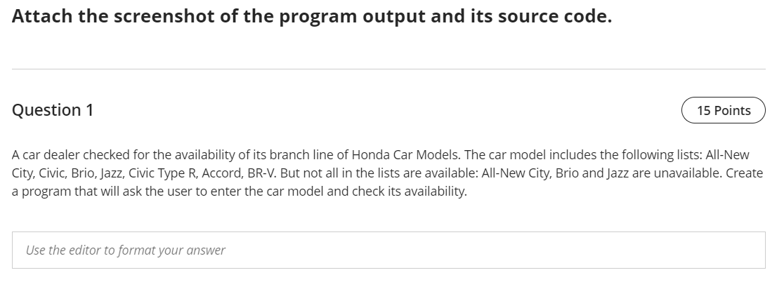 Solved Attach the screenshot of the program output and its | Chegg.com