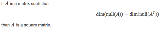 Solved If A is a matrix such that dim(null(A)) = | Chegg.com