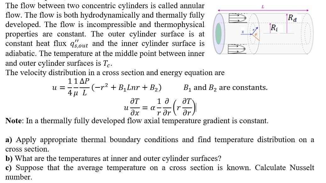 Solved The flow between two concentric cylinders is | Chegg.com