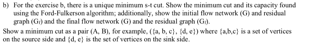 b) For the exercise b, there is a unique minimum s-t | Chegg.com