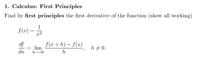Solved 1. Calculus: First Principles Find by first | Chegg.com