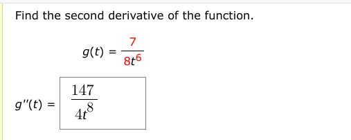 Find the second derivative of the function. | Chegg.com