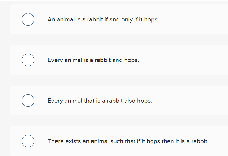 Solved Let R(x) is " x is a rabbit" and H(x) is " x hops," | Chegg.com