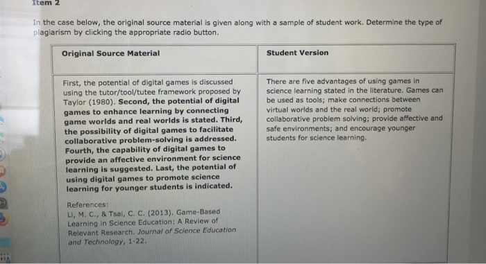 Solved Item 2 In the case below, the original source | Chegg.com