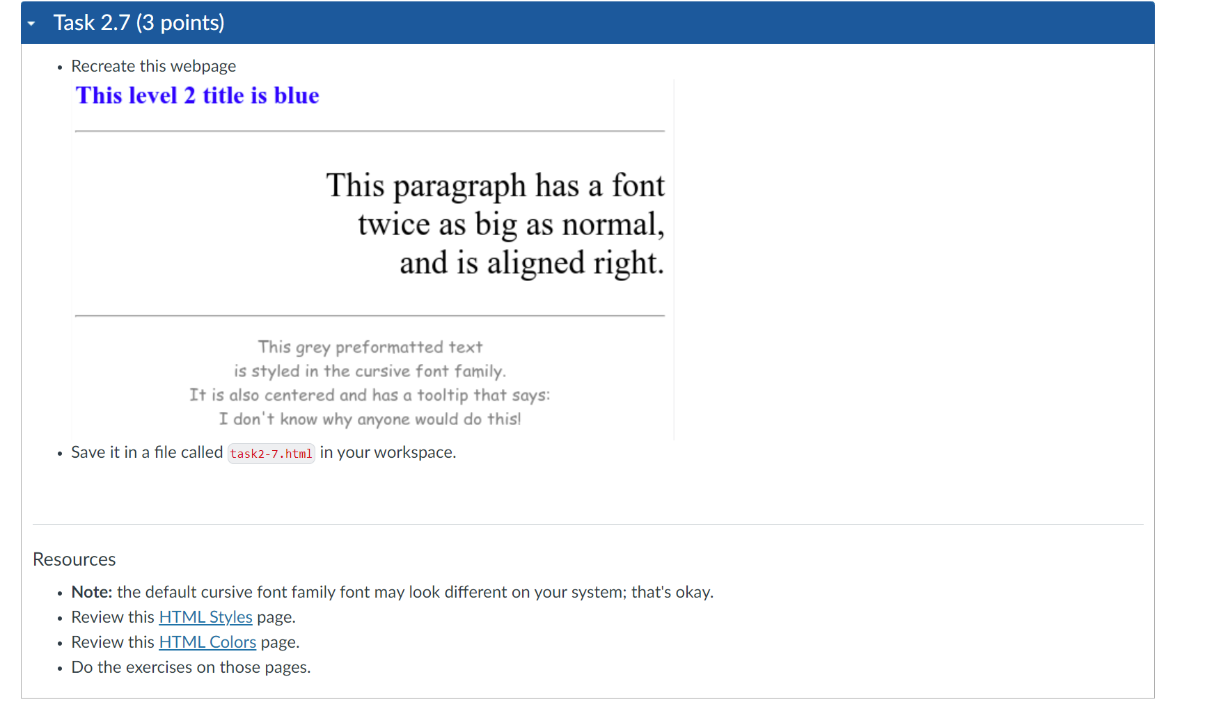 Solved - Recreate this webpage This level 2 title is blue | Chegg.com