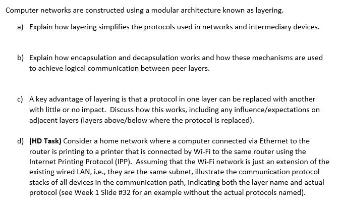 Computer networks are constructed using a modular | Chegg.com