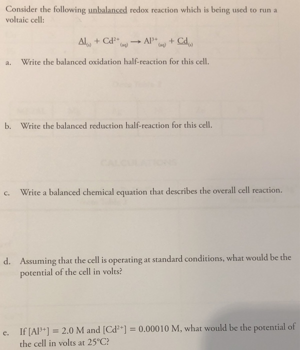 Solved Consider the following unbalanced redox reaction | Chegg.com