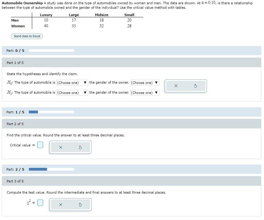 Solved Automobile Ownership A study was done on the type of | Chegg.com