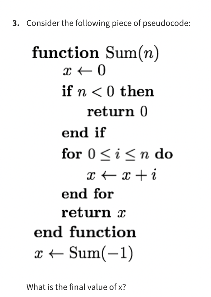 Solved What is the final value of x ? | Chegg.com