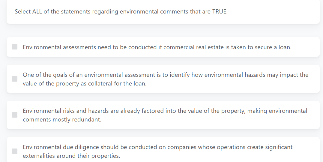 Solved Select ALL of the statements regarding environmental | Chegg.com