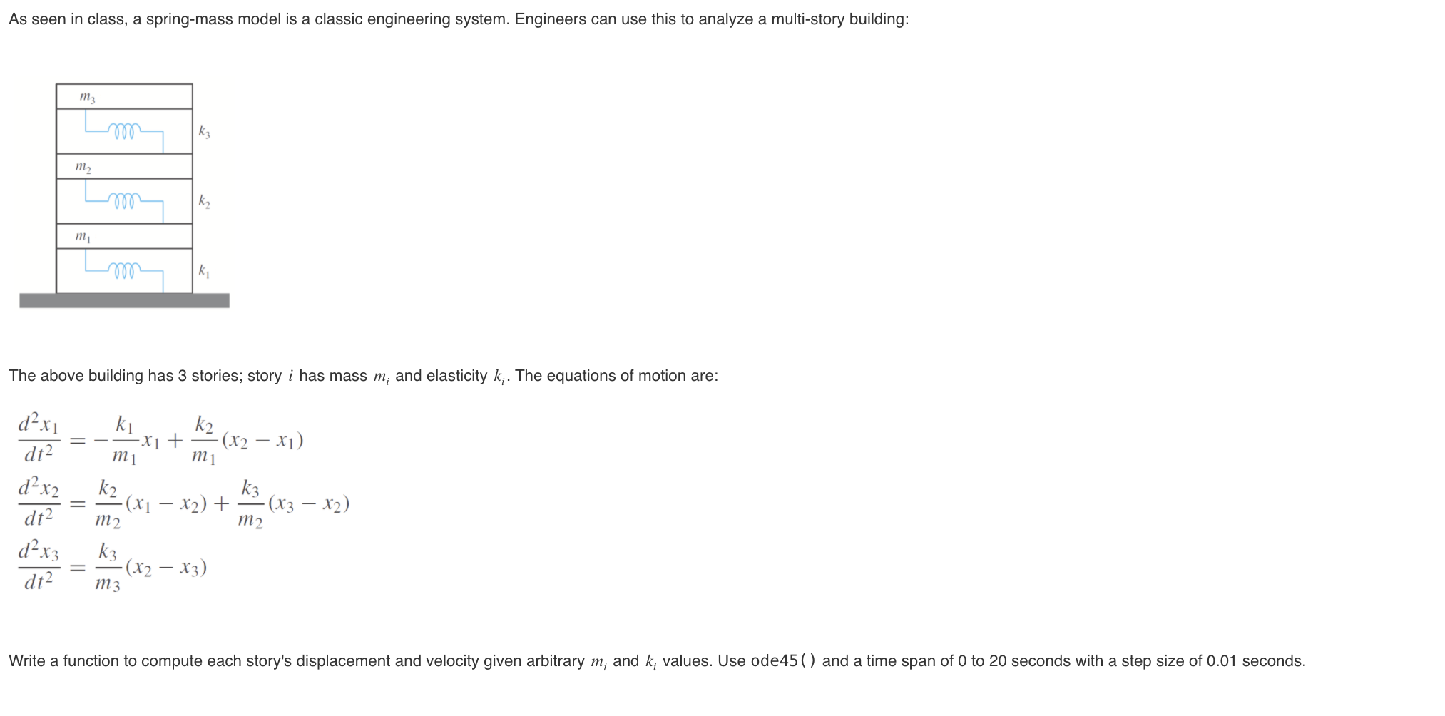 Solved As seen in class, a spring-mass model is a classic | Chegg.com