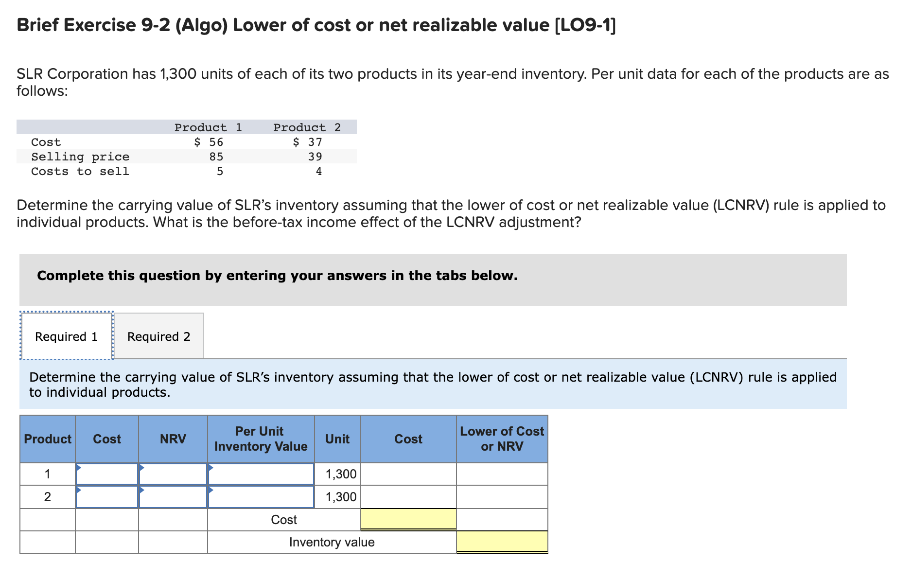 Solved Brief Exercise 9-2 (Algo) Lower of cost or net | Chegg.com
