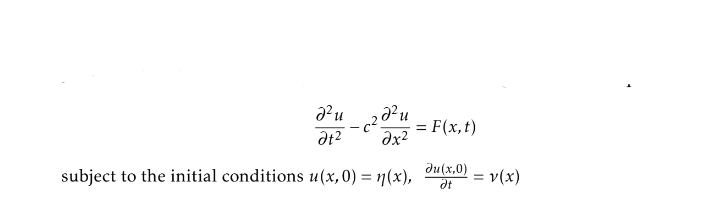 Solved ∂t2∂2u−c2∂x2∂2u=F(x,t) subject to the initial | Chegg.com