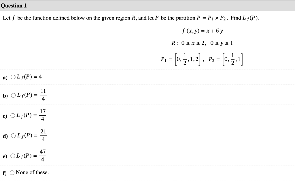 Solved Let f be the function defined below on the given | Chegg.com