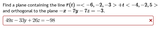 Solved Find a plane containing the line | Chegg.com