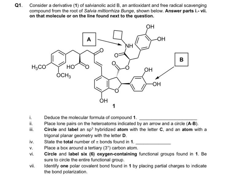 Solved vi. ﻿Circle and label six (6) ﻿oxygen-containing | Chegg.com