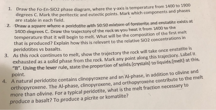 Solved 1. Draw the Fo- En-Sio2 phase diagram, where the | Chegg.com