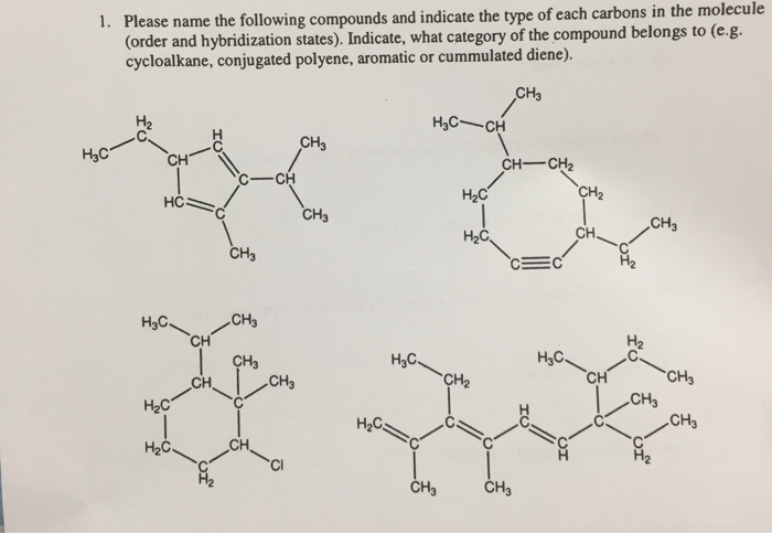 Solved Please name the following compounds and indicate the | Chegg.com