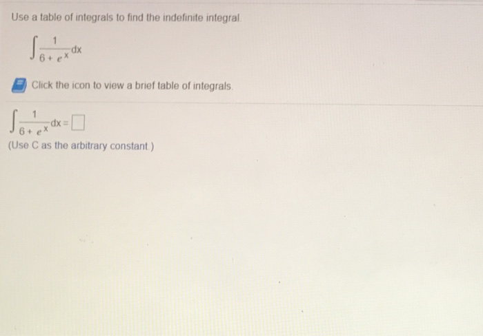 Solved Use A Table Of Integrals To Find The Indefinite