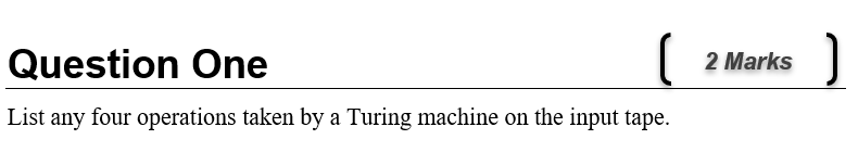 Solved List any four operations taken by a Turing machine on | Chegg.com