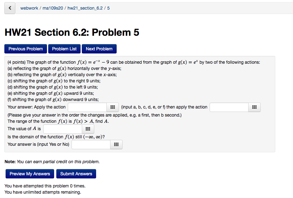 Solved webwork/ma109s20 /hw21_section_6.2/5 HW21 Section | Chegg.com