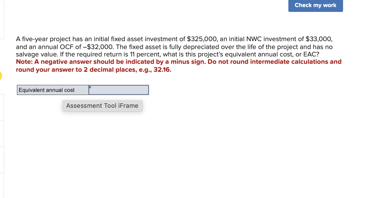 Solved A five-year project has an initial fixed asset | Chegg.com
