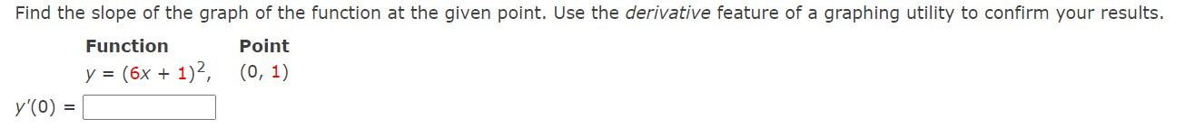 Solved Find the slope of the graph of the function at the | Chegg.com