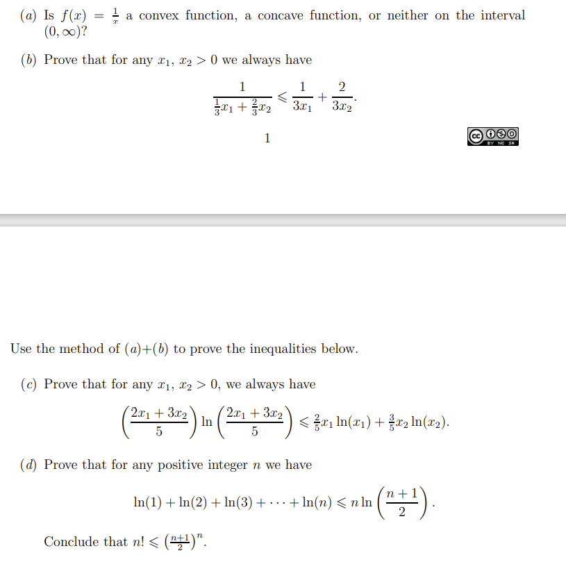 Solved (a) Is f(x)=x1 a convex function, a concave function, | Chegg.com