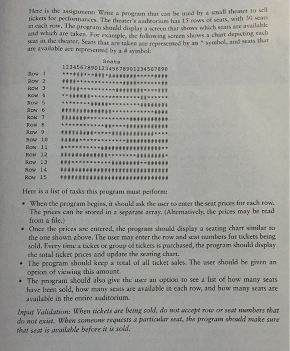 Solved Group Project 20. Theater Seating This program should | Chegg.com