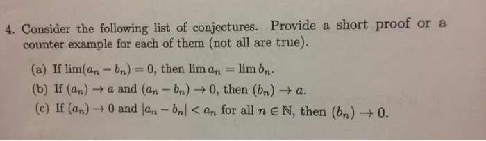Solved 4. Consider the following list of conjectures. | Chegg.com