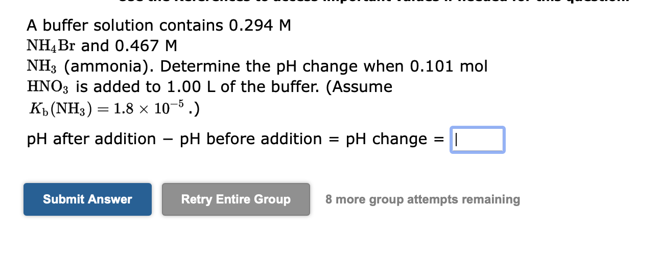 Solved A buffer solution contains 0.294M NH4Br and 0.467M | Chegg.com