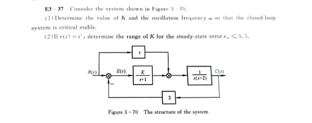 Solved E3-39 Consider the system shown in Figure 3-72. (1) | Chegg.com
