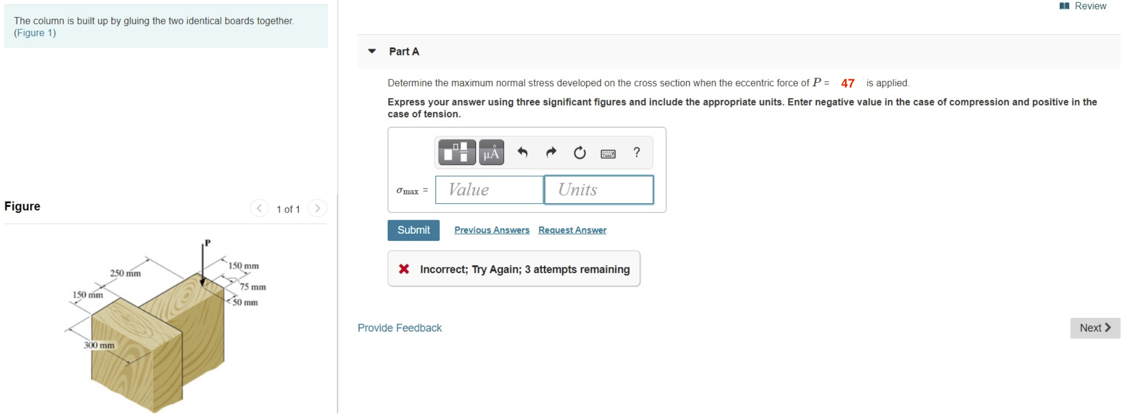 Solved The column is built up by gluing the two identical | Chegg.com
