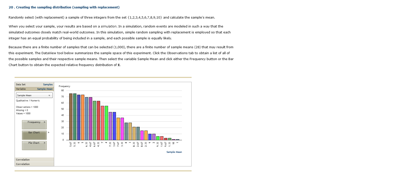 20. Creating the sampling distribution (sampling with | Chegg.com