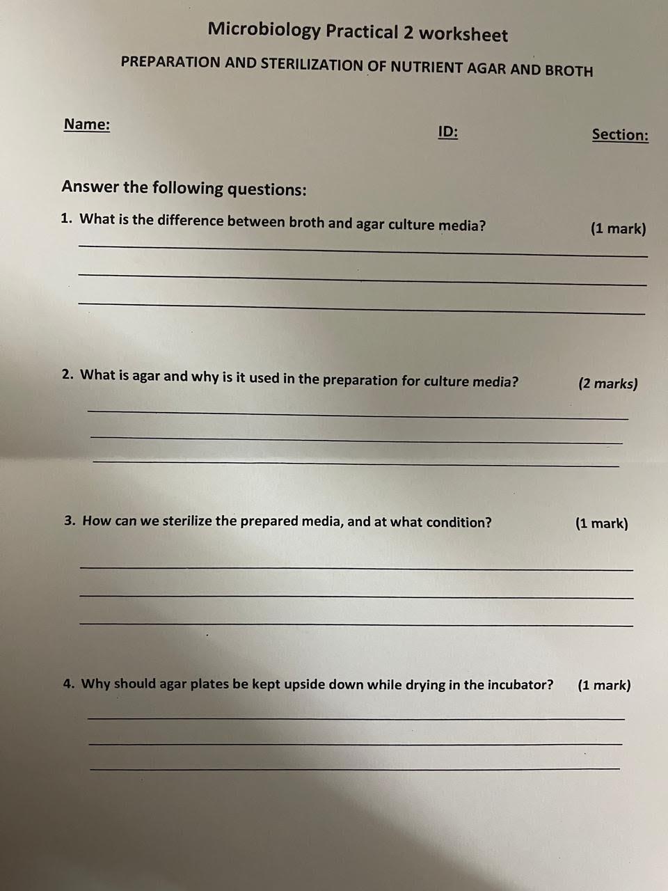 Solved Microbiology Practical 2 worksheet PREPARATION AND | Chegg.com