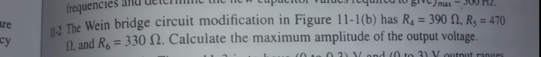 Solved max frequencies al are | 12. The Wein bridge circuit | Chegg.com