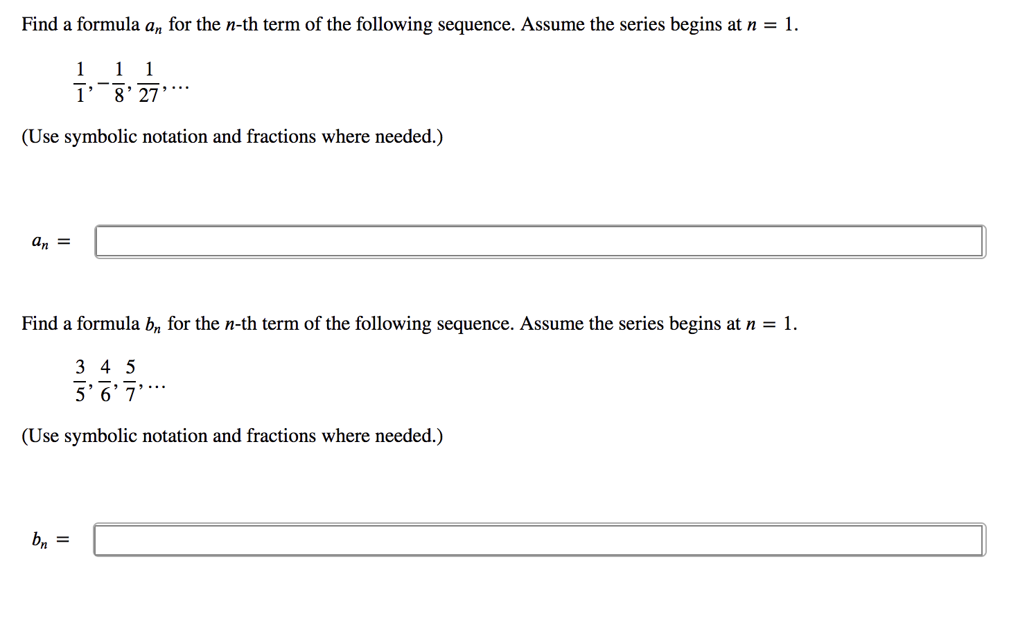Solved Find a formula an for the n-th term of the following | Chegg.com