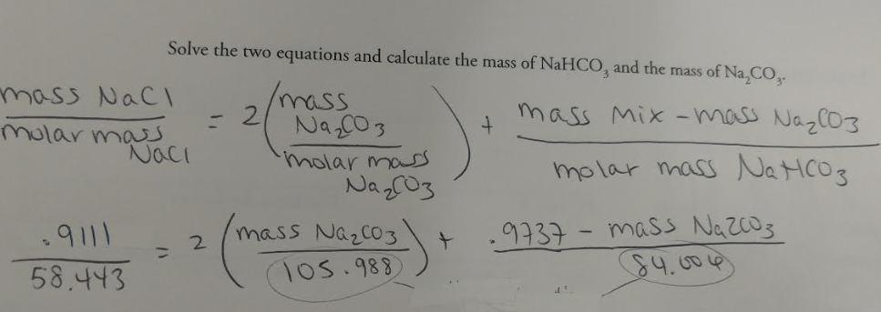 Solved - Solve the two equations and calculate the mass of | Chegg.com